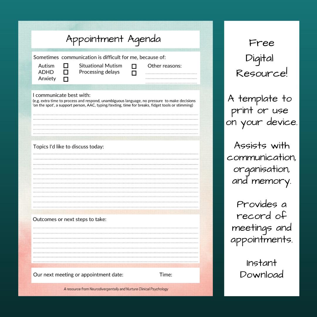 Appointment Agenda - Neurodiversity Toolbox